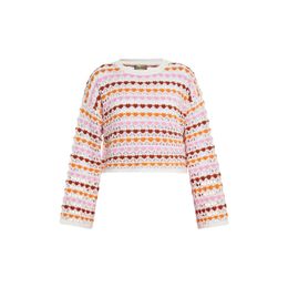 Ebeeza Pullover Damen Gr&ouml;&szlig;e M dunkelorange / rosa / rostrot / wei&szlig;