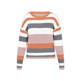 Sanika Pullover Damen Gr&ouml;&szlig;e M grau / taupe / mandarine / wei&szlig;