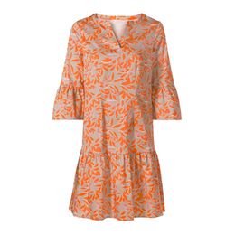 Heine Kleid Damen Gr&ouml;&szlig;e 44 dunkelbeige / orange / ros&eacute; / wei&szlig; Winterkleid