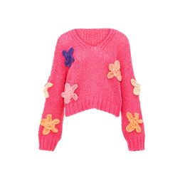 Ebeeza Pullover Damen Gr&ouml;&szlig;e M/L blau / orange / fuchsia / rosa / offwhite