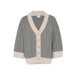 Caneva Strickjacke Damen Gr&ouml;&szlig;e XS/S beige / schwarz / wollwei&szlig;