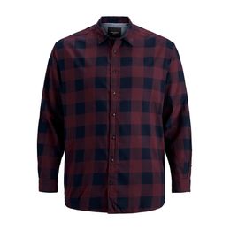 Jack & Jones Plus Jack & Jones Plus Hemd 'JJEGINGHAM' Herren Gr&ouml;&szlig;e 5XL weinrot / schwarz