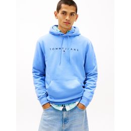 Hoodie Tommy Jeans "TJM REG LINEAR LOGO HOODIE EXT", Herren, Gr. XXL, light horizon blau, Sweatware, Obermaterial: 80% Baumwolle, 20% Polyester, regular fit h&uuml;ftlang, Rundhals, eingesetzt B&uuml;ndchen, Sweatshirts Hoodie, mit Logo-Stickerei