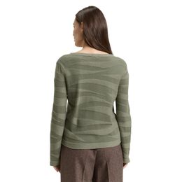 Tom Tailor Damen Strickpullovergr&uuml;n wave knit design, Gr. XXXL, Strukturmuster, Strick, Obermaterial: 100% Baumwolle, Pullover, mit Struktur Muster