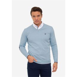 Herren Strickpullover "Appel", blau, Gr. XL, SIR RAYMOND TAILOR, unifarben, 50% Baumwolle, 50% Polyacryl, Pullover, mit farblich abgesetzten