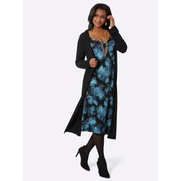 Lady Damen Jerseykleid "Jersey-Kleid", blau, Gr. 40, gebl&uuml;mt, gemustert, mehrfarbig, 95% Viskose, 5% Elasthan, Kleider