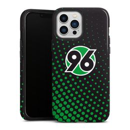 DeinDesign iPhone 13 Pro Max Handy Panzer Handyh&uuml;lle robuste Outdoor H&uuml;lle Schutzh&uuml;lle gl&auml;nzend Logo Hannover 96 Muster Tough Case