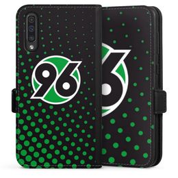 DeinDesign Galaxy A50 Handy Klapph&uuml;lle Handyh&uuml;lle aus Kunst Leder schwarz Flip Case Logo Hannover 96 Muster Sideflip mit Lasche
