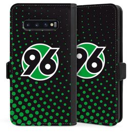 DeinDesign Galaxy S10 Plus Handy Klapph&uuml;lle Handyh&uuml;lle aus Kunst Leder schwarz Flip Case Logo Hannover 96 Muster Sideflip mit Lasche
