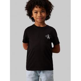 M&auml;dchen T-Shirt "CHEST MONOGRAM T-SHIRT", schwarz, Gr. 4, Calvin Klein Jeans, Single Jersey, Obermaterial: 100% Baumwolle, Shirts, f&uuml;r Kinder bis 16