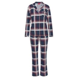 s.Oliver Pyjama Damen Gr&ouml;&szlig;e S/M nachtblau / burgunder / offwhite Winterkleid