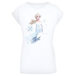 F4NT4STIC T-Shirt 'Disney Frozen 2 Elsa Nokk Silhouette' Damen Gr&ouml;&szlig;e XL beige / blau / hellblau / wei&szlig;