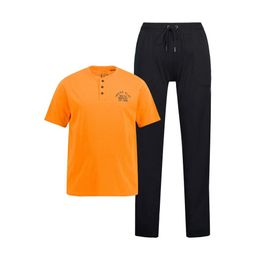 JP1880 Schlafanzug Herren Gr&ouml;&szlig;e L orange / schwarz