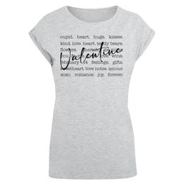 F4NT4STIC Shirt 'Valentine Herz Hugs Kisses Love Flowers Joy' female Grey size XXXL