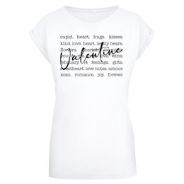 F4NT4STIC Shirt 'Valentine Herz Hugs Kisses Love Flowers Joy' female White size XXXL