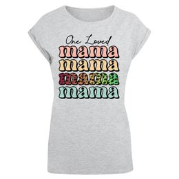 F4NT4STIC T-Shirt 'Mothers Day Mama Typography Leopard Print Pastel' Damen Gr&ouml;&szlig;e M hellblau / grau / hellorange / schwarz