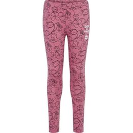 Hummel Leggings 'Maya' M&auml;dchen Gr&ouml;&szlig;e 128 ros&eacute; / schwarz / wei&szlig;