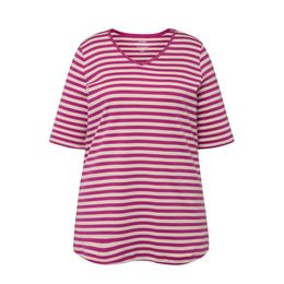 Ulla Popken Shirt Damen Gr&ouml;&szlig;e XXXL/4XL magenta / wei&szlig;