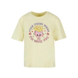 F4NT4STIC Shirt 'Time Fries when I am with you Valentinstag' female Yellow size XS
