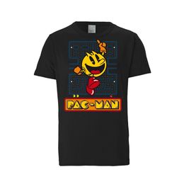 logoshirt T-Shirt 'Pac-Man &ndash; Jumping' Damen Gr&ouml;&szlig;e 5XL blau / gelb / orange / schwarz