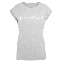 F4NT4STIC T-Shirt 'Mountain Heartbeat' Damen Gr&ouml;&szlig;e 5XL grau / wei&szlig;