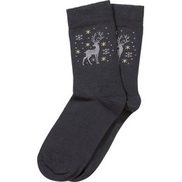 w&auml;schepur Damen Damen-Socken anthrazit + hellgrau-anthrazit-gelb-gemustert Gr&ouml;&szlig;e 39-42