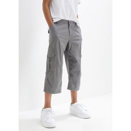bonprix Loose Fit 3/4 Cargohose aus reiner Baumwolle, grau, 100% Baumwolle