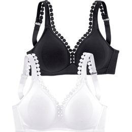 Petite Fleur Damen Soft-BH schwarz+wei&szlig; Gr&ouml;&szlig;e 75C