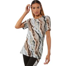 feel good Damen Longshirt schwarz-camel-bedruckt Gr&ouml;&szlig;e 36/38