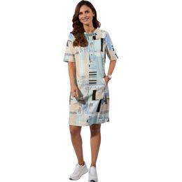 CR&Eacute;ATION L Damen Jerseykleid mit Lettering-Print bleu-sand-bedruckt Gr&ouml;&szlig;e 40
