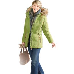 CR&Eacute;ATION L Damen Steppjacke mit Pelz-Imitat, abkn&ouml;pfbar gr&uuml;n Gr&ouml;&szlig;e 42