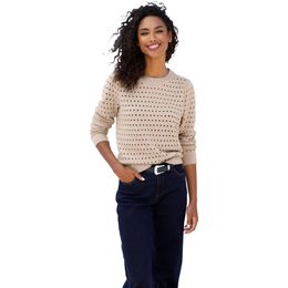 Heine Damen Feinstrickpullover mit Ajourmuster beige Gr&ouml;&szlig;e 48