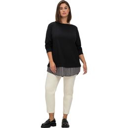 sheego Damen 2-in-1-Langarmshirt in Layering-Optik schwarz Gr&ouml;&szlig;e 52/54