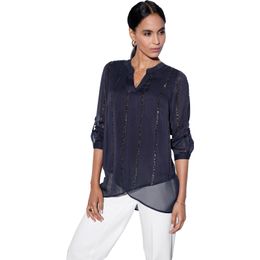 CR&Eacute;ATION L Damen Longbluse mit Glanzstreifen marine Gr&ouml;&szlig;e 36