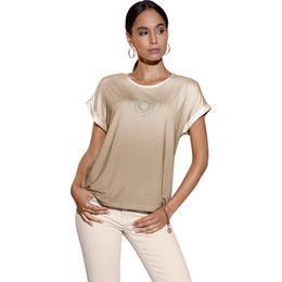 CR&Eacute;ATION L Damen Rundhalsshirt mit platziertem Druckmuster ecru-sand-bedruckt Gr&ouml;&szlig;e 38