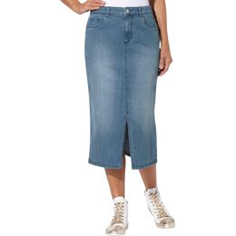 CR&Eacute;ATION L Damen Jeansrock mit Gehschlitz vorne blue-bleached Gr&ouml;&szlig;e 40