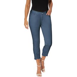 CR&Eacute;ATION L Damen 7/8-Jeans mit Stickerei und Glitzer-Steinchen blue-bleached Gr&ouml;&szlig;e 42
