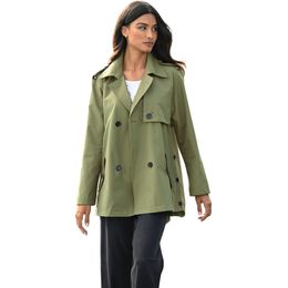 Heine Damen Trenchcoat leicht gl&auml;nzend oliv Gr&ouml;&szlig;e 46