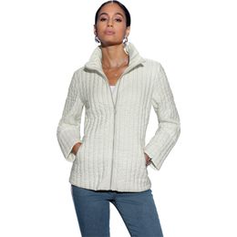 CR&Eacute;ATION L Damen Jacke mit Zipper-Garage ecru-steingrau Gr&ouml;&szlig;e 40