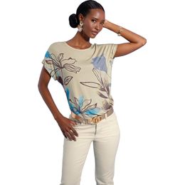 CR&Eacute;ATION L Damen Print-Shirt mit &uuml;berschnittenen Schultern sand-bleu-bedruckt Gr&ouml;&szlig;e 40