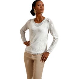 CR&Eacute;ATION L Damen Langarmshirt mit integriertem Top ecru Gr&ouml;&szlig;e 36