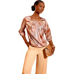 CR&Eacute;ATION L Damen Schlupfbluse in Matt-Satin ecru-apricot-bedruckt Gr&ouml;&szlig;e 38