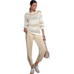 CR&Eacute;ATION L Damen Jacquardpullover mit Glanzgarn sand-ecru-gemustert Gr&ouml;&szlig;e 38