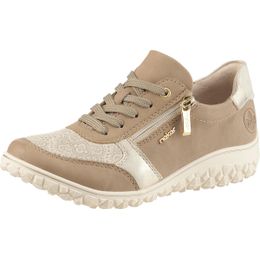 Rieker Damen Schn&uuml;rschuh mit Stretch-Einsatz, f&uuml;r kr&auml;ftige F&uuml;&szlig;e beige Gr&ouml;&szlig;e 39