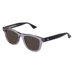 Montblanc MB0254S | Unisex-Sonnenbrille | Fassung: Vollrand, Quadratisch, Kunststoff, Grau Transparent | Glasfarbe: Grau Spiegel Blau