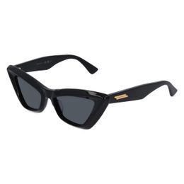 Bottega Veneta BV1101S | Unisex-Sonnenbrille | Fassung: Vollrand, Butterfly, Kunststoff, Schwarz Gl&auml;nzend | Glasfarbe: Grau