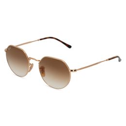 Ray-Ban RB 3565 JACK | Unisex-Sonnenbrille | Fassung: Vollrand, Quadratisch, Metall, Gold | Glasfarbe: Braun
