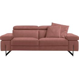 2,5-Sitzer Egoitaliano "Candice, elegant und edel, hochwertiges Designsofa, bequem", braun (cedar wood), B:222cm H:100cm T:108cm, Sofas, Kopfteile manuell verstellbar, titanumfarbene Kufenf&uuml;&szlig;e