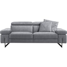 2,5-Sitzer Egoitaliano "Candice, elegant und edel, hochwertiges Designsofa, bequem", grau (steingrau), B:222cm H:100cm T:108cm, Luxus-Micofaser Lederoptik (100% Polyester) ist ein neues technisches Gewebe mit einem visuellen und taktilen Aspekt, der dem Nubuk sehr nahe kommt, mit innovativen Eigenschaften. Seine au&szlig;erordentliche Weichheit kommt von einem exklusiven Produktionsprozess, der Unreinhe
