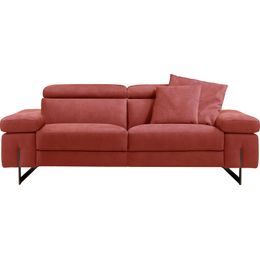2,5-Sitzer Egoitaliano "Candice, elegant und edel, hochwertiges Designsofa, bequem", rot (marsala), B:222cm H:100cm T:108cm, Luxus-Micofaser Lederoptik (100% Polyester) ist ein neues technisches Gewebe mit einem visuellen und taktilen Aspekt, der dem Nubuk sehr nahe kommt, mit innovativen Eigenschaften. Seine au&szlig;erordentliche Weichheit kommt von einem exklusiven Produktionsprozess, der Unreinheite
